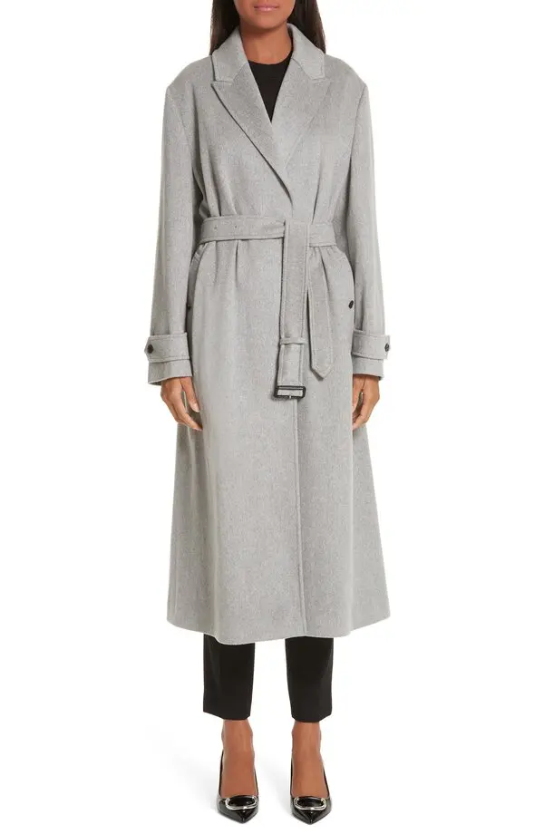Burberry Oxshott Wrap Cashmere Coat Grey Editorialist